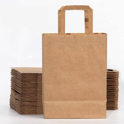 China Kraft Paper Bag With Flat Handles For Shopping ,Take Away Food Custom Printing Accept for sale