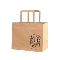 China Flat Handle Plain Brown Paper Bags Takeaway Food Garment Packaging Shopping Bag Kraft Paper Bag for sale