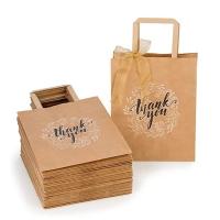 China Custom Kraft Paper Biodegradable Flat Handle Shopping Paper Bags With Your Own Logo for sale