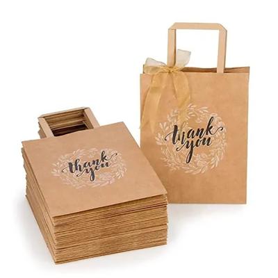China Custom Kraft Paper Biodegradable Flat Handle Shopping Paper Bags With Your Own Logo for sale