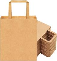 China Biodegradable Flat Handle Kraft Paper Bags For Packaging With Customr Printing Logo for sale
