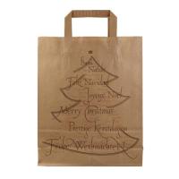 China Custom Logo Flat Handle Kraft Paper Bag For Shopping Gift Packaging for sale