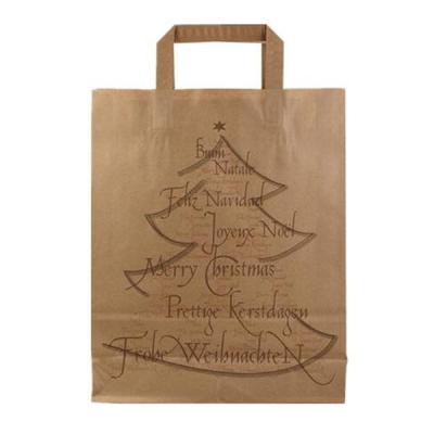 China Custom Logo Flat Handle Kraft Paper Bag For Shopping Gift Packaging for sale