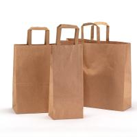 China Custom Print Biodegradable Takeaway Brown Kraft Paper Bag Logo With Flat Handles For Shopping for sale
