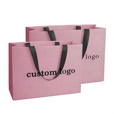 China Arrival Paper Bags Custom Made Accessory Cotton Paper Ribbon Handle Embossing Full Print Paper Bags With Your Own Logo for sale