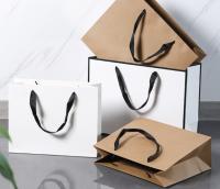 China Handmade Luxury Brand Promotion Shopping Paper Bag Screen Printed Ribbon Accessory for sale