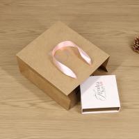 China Foiled Logo Recycled Paper Bag For Luxury Retail Boutique Shopping High End Brand Packaging With Ribbon Handle for sale