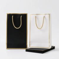 China White Card Paper Gift Bags With 3-Ply Rope Handles Black & White For Luxury Gifting & Branding for sale