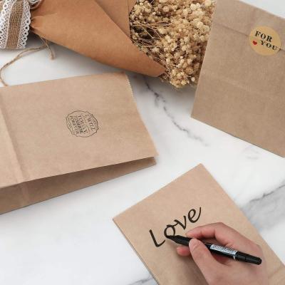 China Custom Logo Printed Brown Kraft Food Gift Packaging Square Bottom Paper Bag Without Handle for sale