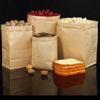 China Food Packaging Flat Square Bottom Brown Kraft Paper Bag With No Handle for sale