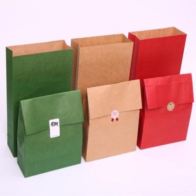 China Custom Food Grade Kraft Paper Bag Recycled Brown Bag With Logo Printed Eco-Friendly Paper Bags Flat Bottom Biodegradable for sale