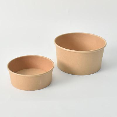 China Eco-Friendly Disposable Kraft Paper Bowls for Salad and Take Out Foods 100% Biodegradable & Compostable for sale