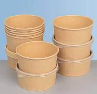 China OEM biodegradable disposable food containers, restaurant kraft paper food containers, takeout food containers with lids for sale