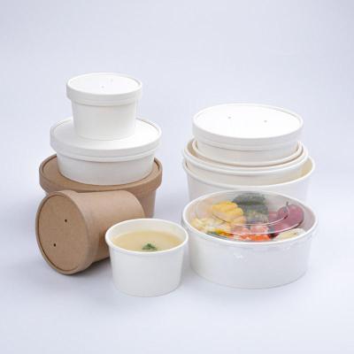 China Restaurant Take Away Food Rectangle Bowl Disposable Kraft Paper Square Bottom Salad Bowl Lunch Box With Lid for sale