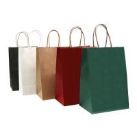 China Recyclable Customizable LOGO Brown Kraft Paper Bag With Round Rope Shopping Bag for sale
