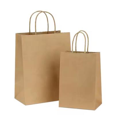 China Custom Classic Recyclable Black Kraft Paper Bags Handle Eco-Friendly Disposable Your Own Logo Printing For Food Shopping Gift for sale