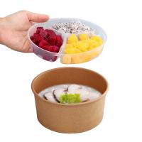 China Kraft Paper Salad Bowl With Lid For Noodles And Cookies Take-Out Delivery for sale