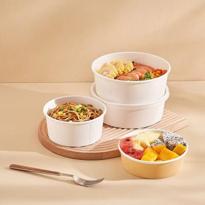 China Eco Friendly Disposable Kraft Paper Salad Bowl Brown Food Grade Container for sale