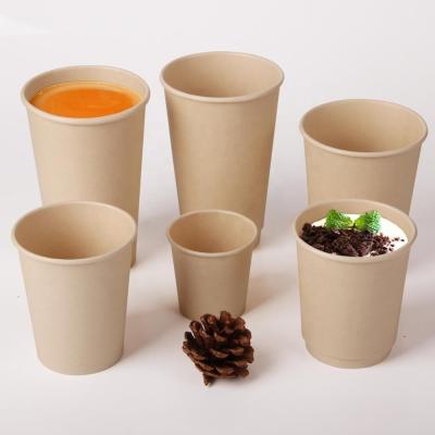 China Biodegradable Bamboo Fiber Pulp Paper Cup For Hot Drink Coffee Paper Cup Disposable Eco-Friendly for sale