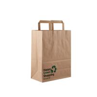 China Flat Rope Kraft Paper Thickened Shopping Handbag With Printed Logo Gift Bag Biodegradable Environmentally Friendly Packaging Bag for sale