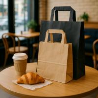 China Custom Printed Kraft Paper Bags With Flat Handles Recyclable Shopping Clothing Gift Bag With Your Own Logo for sale
