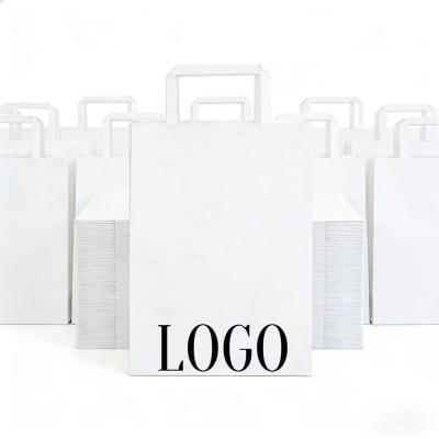China Customized Biodegradable Kraft Paper Flat Handle Carry Packaging for sale