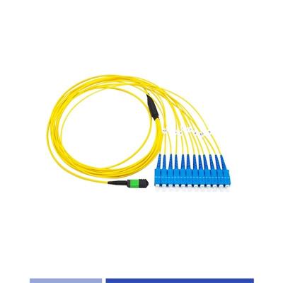 China 12 Core Singlemode OS2 MTP Female to SC Simplex Fiber Patch Cable 3m LSZH 3.0mm Diameter for sale