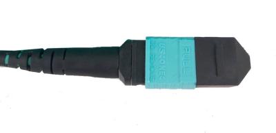 China OM4 12-Strand MPO Fiber Patch Cable 3.0mm Aqua - Female to Female Type B for 40/100G Data Centers for sale