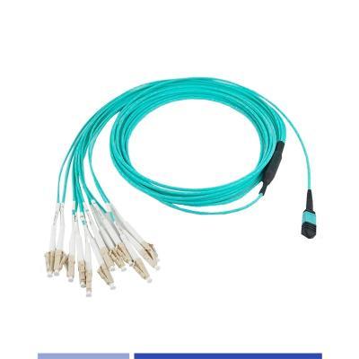 China 12 Fiber OM3 MTP to LC Simplex Fiber Optic Trunk Cable 3.0mm LSZH 1m for Data Center Applications for sale