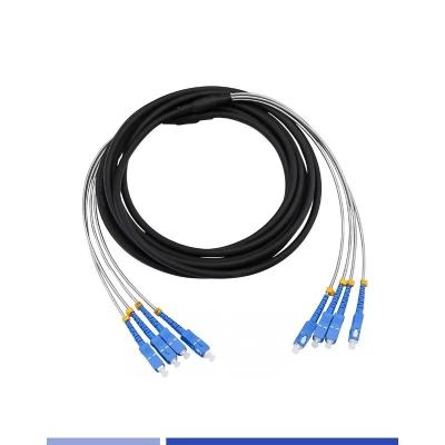 China FTTA Outdoor Armored Fiber Optic Patch Cord 4 Core LC LC with 5.0mm LSZH Jacket for Harsh Environments for sale