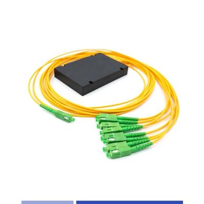 China 1x8 PLC Fiber Optic Splitter ABS Box SC/APC Singlemode 2.0mm with 1260-1650nm Wavelength Range for sale