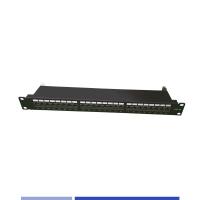 China Cat6A Shielded 24 Port Patch Panel 1U Rack Mount for 10Gb/s Networks with 750VAC Dielectric Strength for sale