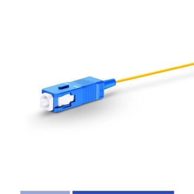 China SC/UPC Singlemode Fiber Optic Pigtail 9/125μm LSZH 1m with 0.3dB Insertion Loss and 50dB Return Loss for sale