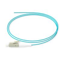China LC UPC Multimode OM3 50/125μm Fiber Optic Pigtail 1m LSZH Aqua Cable with 0.3dB Insertion Loss for sale