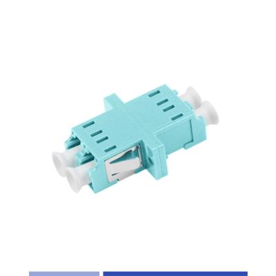China LC OM3 Duplex Fiber Optic Adapter with Flange - ≤0.3dB Insertion Loss, 1000 Cycle Durability, UPC Polish for sale