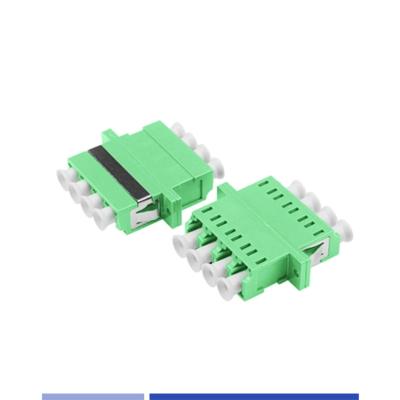 China Fiber Optic Adapter Singlemode LC APC Quad Optical Coupler with flange Green for sale