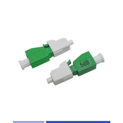 China LC APC Singlemode Fiber Optic Attenuator 5dB Plug-in Type with 500 Cycle Durability and 200mW Power Rating for sale