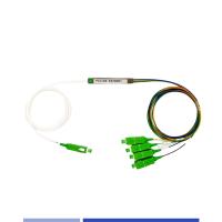China SC/APC Singlemode 1x4 PLC Splitter 900μm 0.9mm Cable with ≤4.1dB Insertion Loss for FTTH Networks for sale