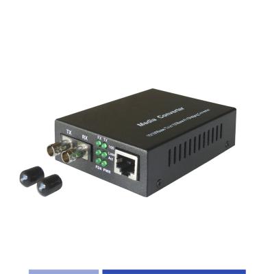China 10/100Mbps Singlemode Fiber Media Converter with Dual ST Ports and 20KM Transmission Distance for sale
