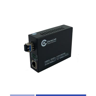 China Gorelink 10/100/1000Mbps Fiber Media Converter with Dual SFP Slots, 1310nm Single-mode, 40KM Transmission for sale