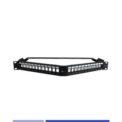 China 24 Port Angled Patch Panel 1U Module for Cat6/Cat6A Keystone Jacks - 125V 1.5A Rating for sale