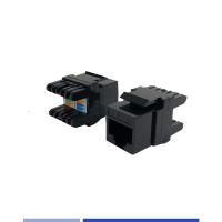 China Cat6A Ethernet Keystone Coupler 180 Degree Black - 10 Gbps Speed, 500 MHz Frequency, 22-26AWG Wire Compatibility for sale