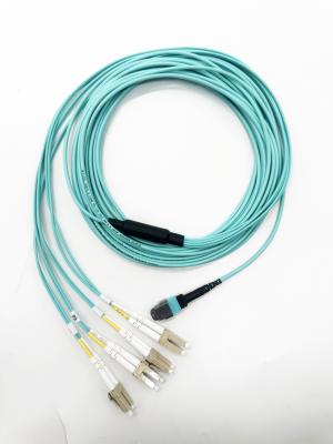 China 8-Core OM3 MTP to LC Fiber Optic Trunk Cable 3.0mm Plenum Rated for Data Centers for sale
