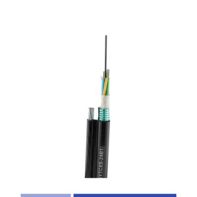 China 24 Core Aerial Fiber Optic Cable GYTC8S Singlemode 9/125μm with Steel Wire Messenger 9.5×16.5mm PE Jacket for sale