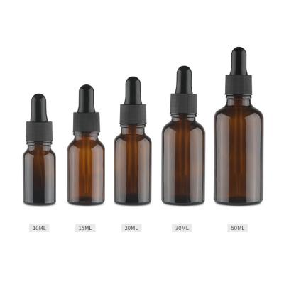 China 30ml Amber Glass Essential Oil Bottle with Dropper Durable Leak-Proof Brown Glass Bottle for sale