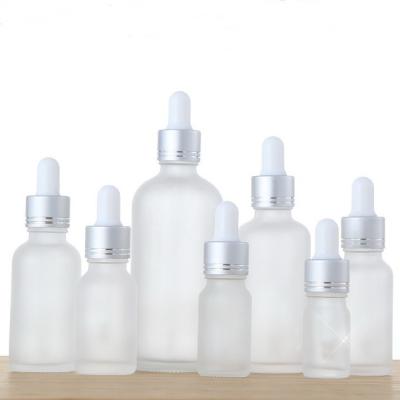 China 15ml 60ml Frosted Glass Dropper Bottles for Essential Oil No Leakage Clear Glass Containers for sale