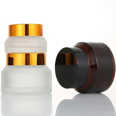 China 5g-100g Glass Cosmetic Cream Jars with Lids PP Aluminum Cap Customizable for sale