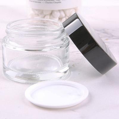 China 5g to 50g Empty Glass Cream Jar Travel Packaging Cosmetic Container with PP Aluminum Cap for sale