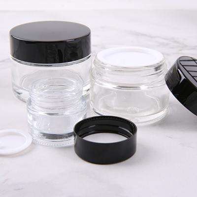 China Transparent Glass Cosmetic Cream Jar 5g to 100g Leakproof for Makeup Industry for sale