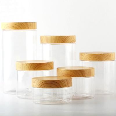 China Wood Grain Lid Mason Jar Storage Containers 20ml-1000ml Vacuum Seal Food Jars for sale